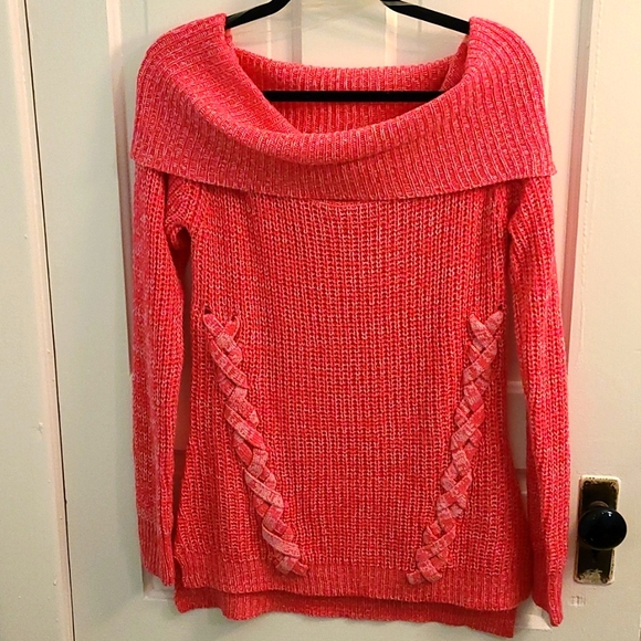 Derek Heart | Sweaters | Derek Heart Neon Pink Cowl Neck Sweater With ...